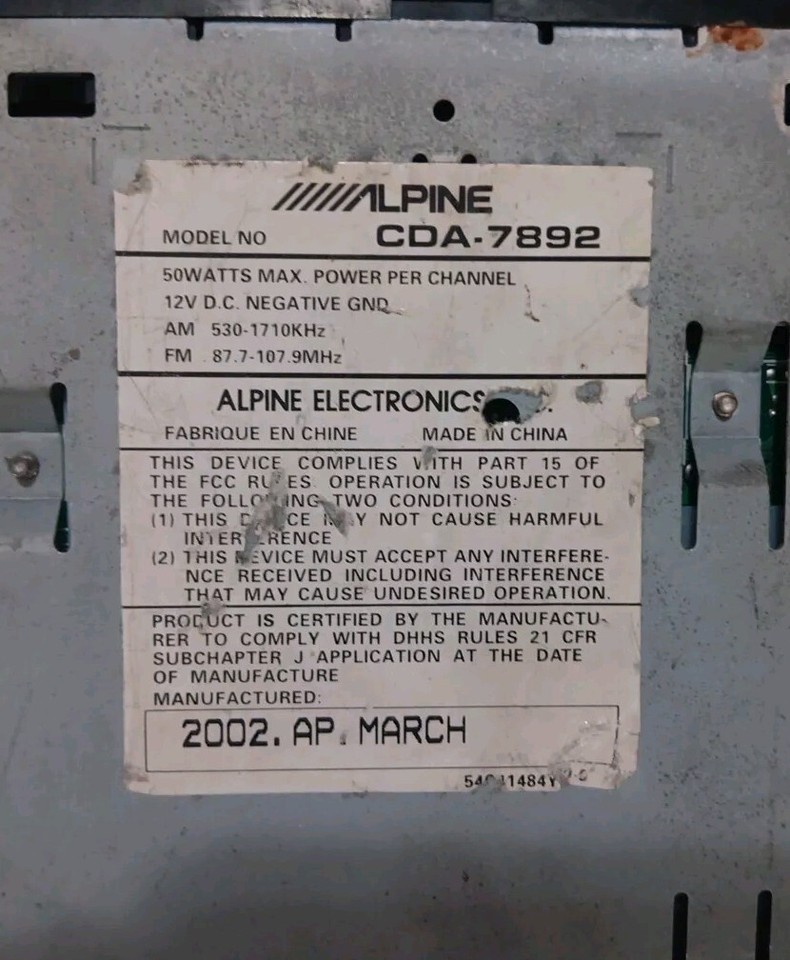 ALPINE CDA-7892 Vintage CAR STEREO RECEIVER - CD Receiver Detachable ...