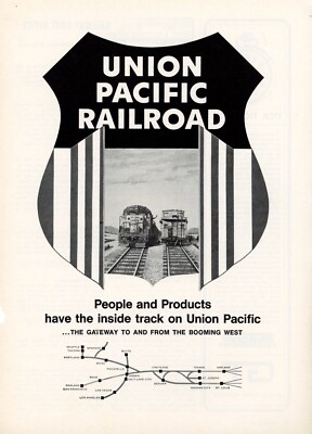 1966 Union Pacific Railroad Vintage Ad Shield Logo Train Inside Track ...