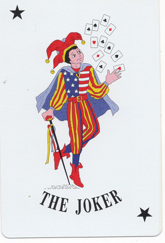 RARE MODERN "Joker in Striped Clothes.Cards in the Air" JOKER Play Card ...