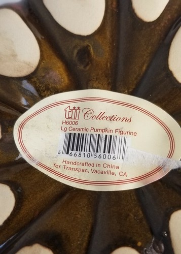 Tii Collections Brown Ceramic Pumpkin Fall Thanksgiving Halloween Decor ...