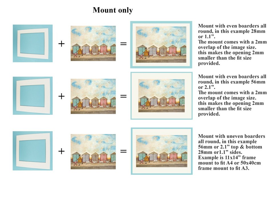 Pure White Photo/ Picture Mount A6,A5,A4,A3,A2,A1 fit all Sizes 1, 2,3 ...