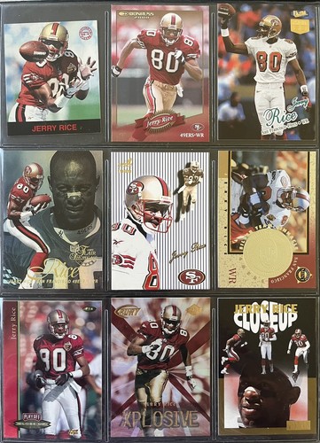 (9) JERRY RICE Cards Fleer Ultra Sensational 60 Insert, Flair Showcase ...