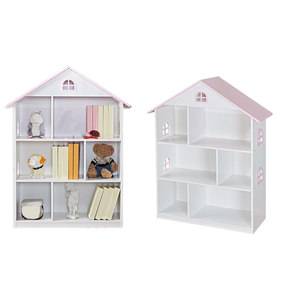 Kids House Shaped Bookshelf Storage Cabinet Toy Dollhouse Creative ...