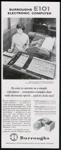 1958 Burroughs E101 E 101 computer photo vintage print ad | eBay