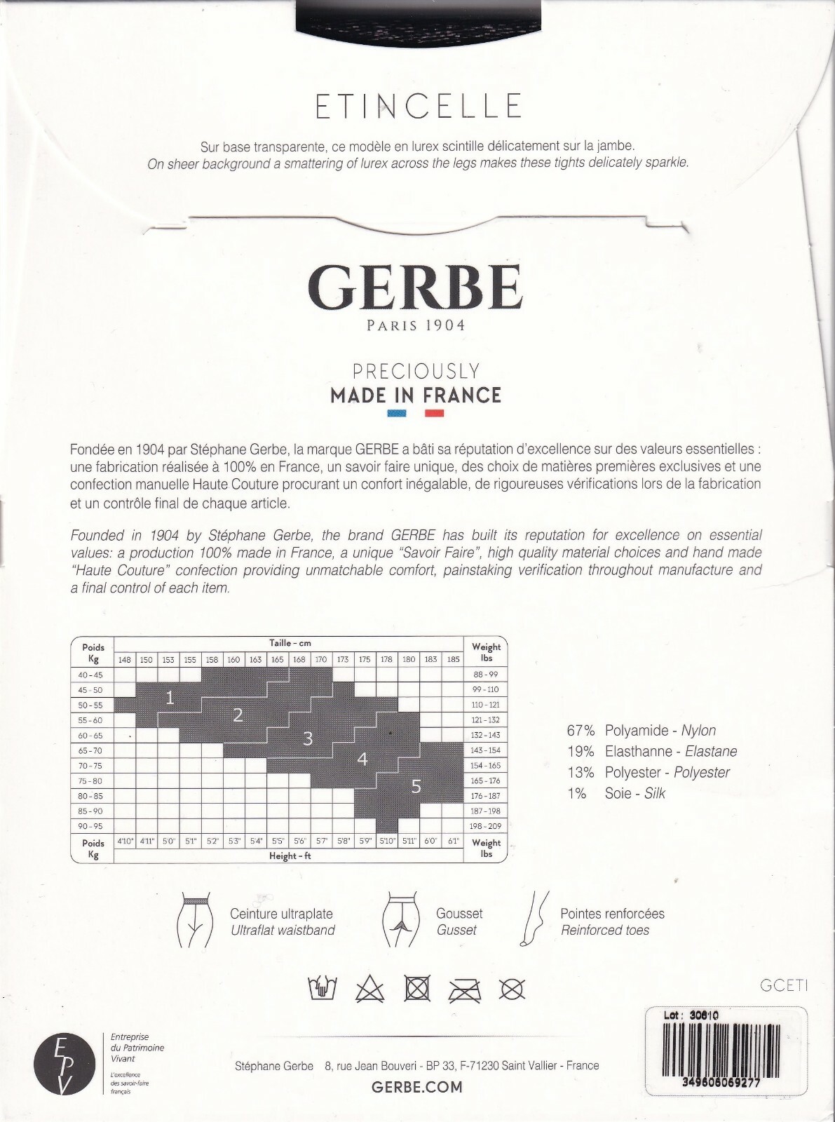 Collant GERBE ÉTINCELLE coloris Noir Argenté. 4 tailles. Sparkling ...