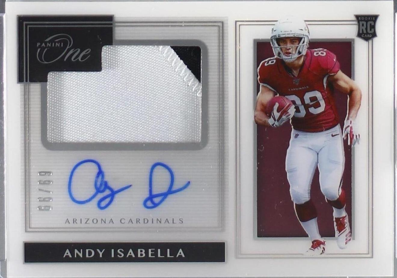 2019 Panini One - Premium Rookie Patch Autographs Andy Isabella #103 / ...