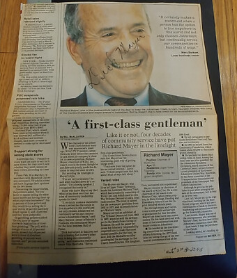 Richard Mayer Autographed Newspaper Photo WJAC Chairman Chiefs | eBay