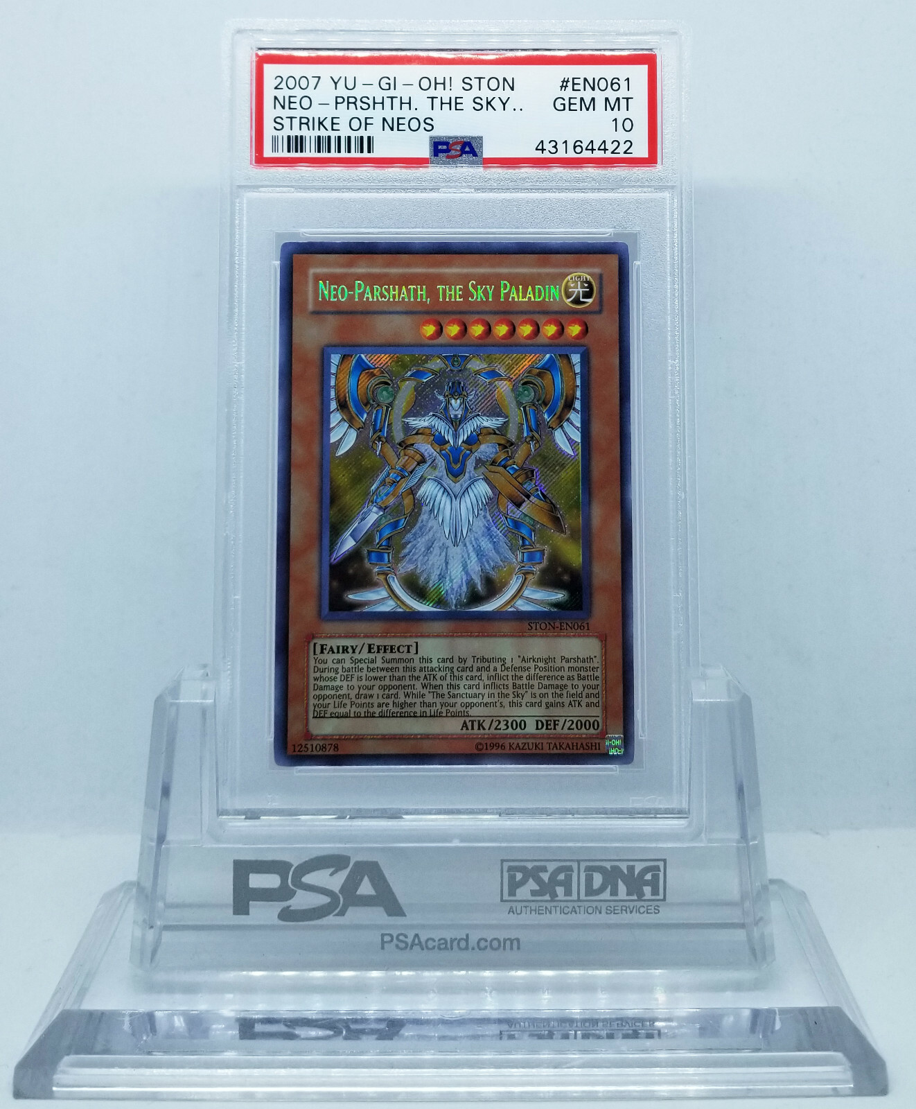 YUGIOH STON-EN061 NEO-PARSHATH SKY PALADIN SECRET RARE PSA 10 GEM MINT ...