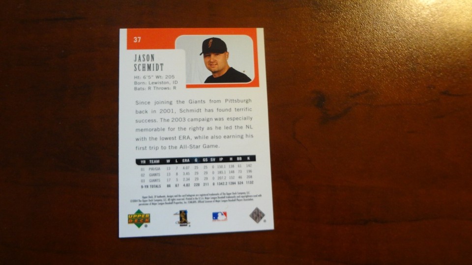 2004 SP AUTHENTIC # 37 JASON SCHMIDT BASEBALL CARD | eBay
