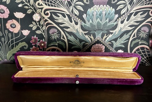 VTG Antique Purple Velvet Necklace Jewelry Display Presentation Box MOP ...