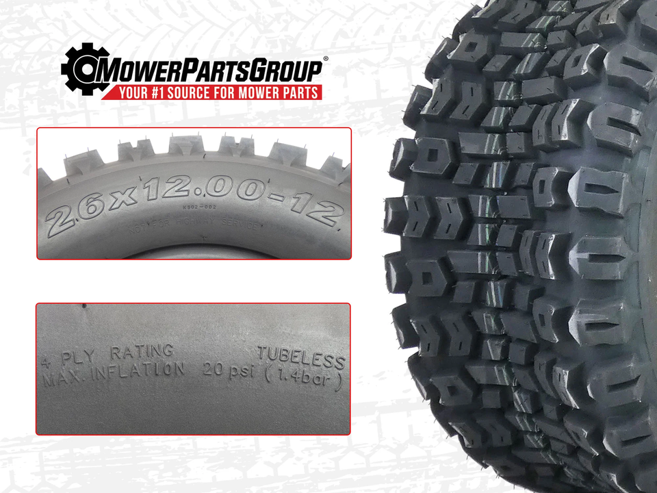 (2) All Terrain Tire Assm 26x12.00-12 Scag Turf Tiger II 61" 72" 485604 ...