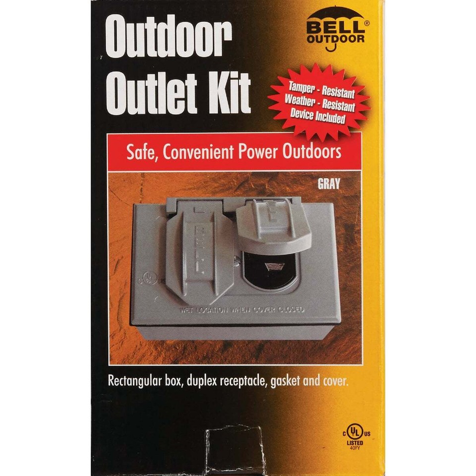 Bell Gray Horizontal Mount Tamper Resistant Outdoor Outlet Kit 5839 ...