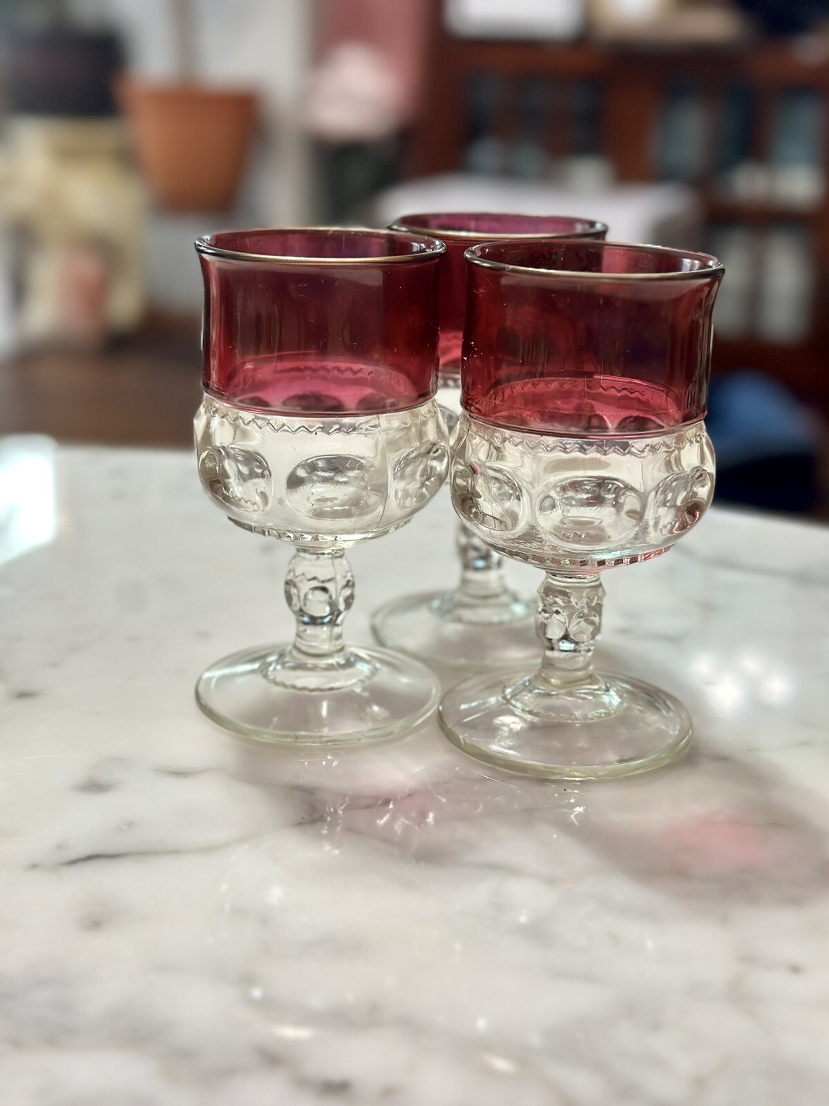 King's Crown Ruby Flashed - Set of 3 - Goblets by Tiffin-Franciscan | eBay