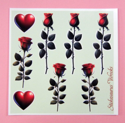 Red Roses Sticker Sheet | eBay