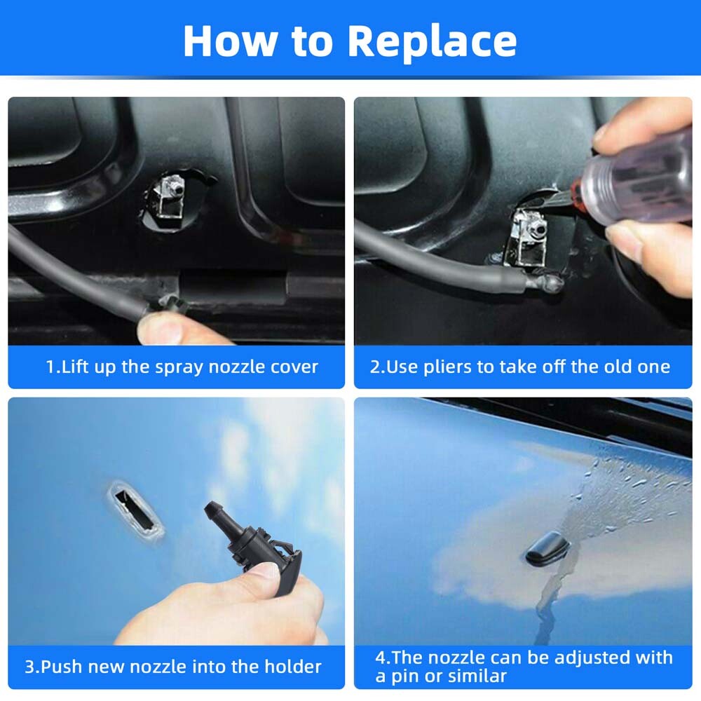 Pair 2007-2012 For Dodge Caliber Windshied Wiper Washer Nozzle Spout ...