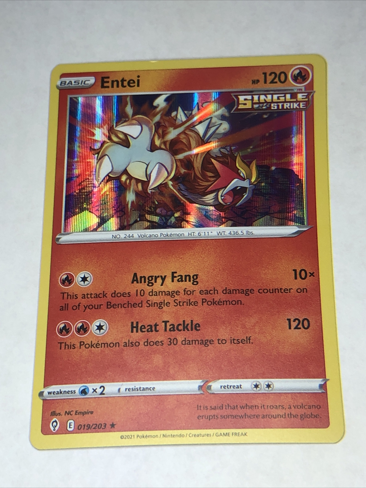 Entei Pokemon Evolving Skies TCG 019/203 Rare Holo | eBay