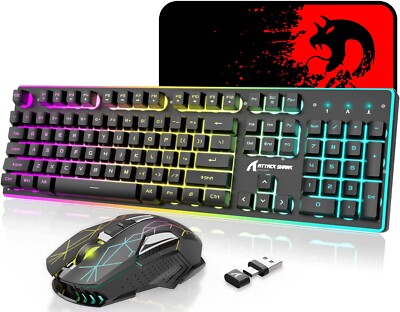 RGB / Rainbow Gaming Keyboard and Mouse Wireless LED Backlit for ...
