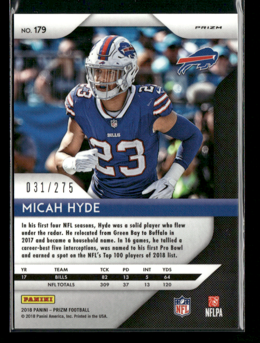 2018 Panini Prizm #179 Micah Hyde Prizm Hyper /275 | eBay