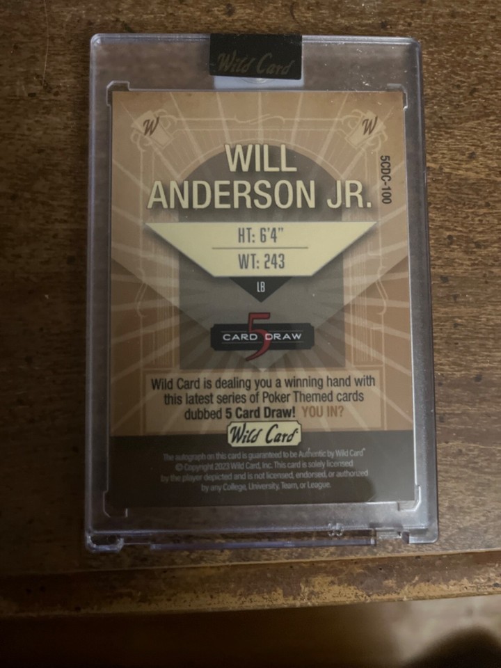Will Anderson Jr five card draw wildcard 2023 blue foil tan | eBay UK