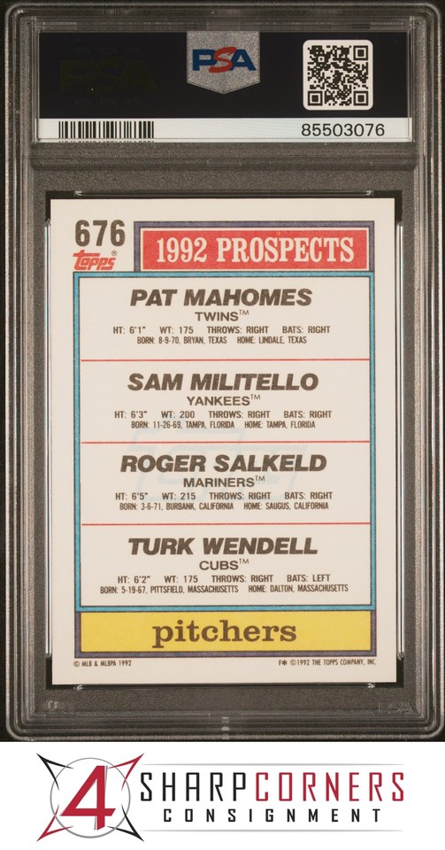 1992 TOPPS #676 PAT MAHOMES RC TWINS PSA 10 B3944448-076 | eBay