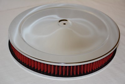 14 x 2 Chrome Round Washable Air Cleaner Filter Street Rod Muscle Car ...