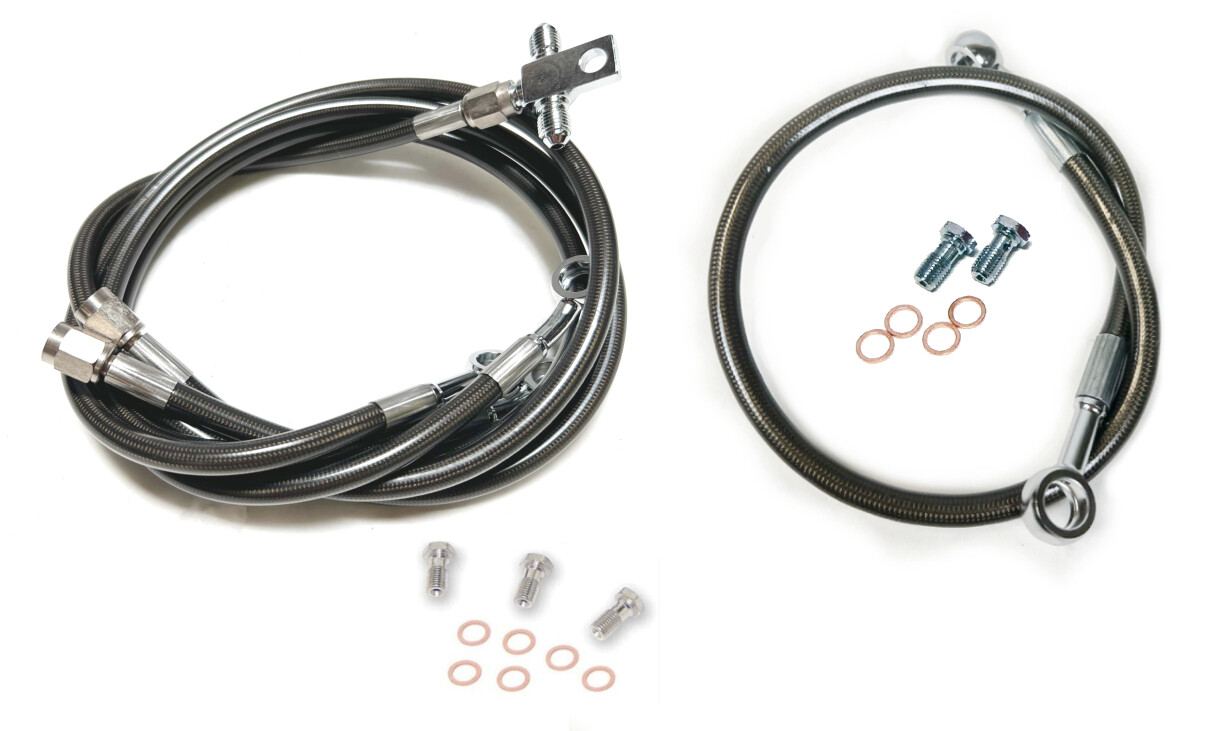 Streamline Steel Braided Brake Lines Smoke +3" Front +12" Rear Banshee ...