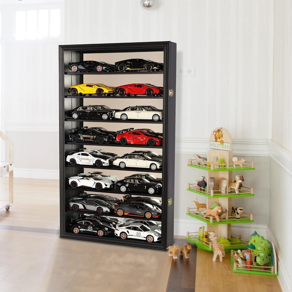 Elegant 1/24 Scale Diecast Display Case for 16 Toy Cars with UV ...