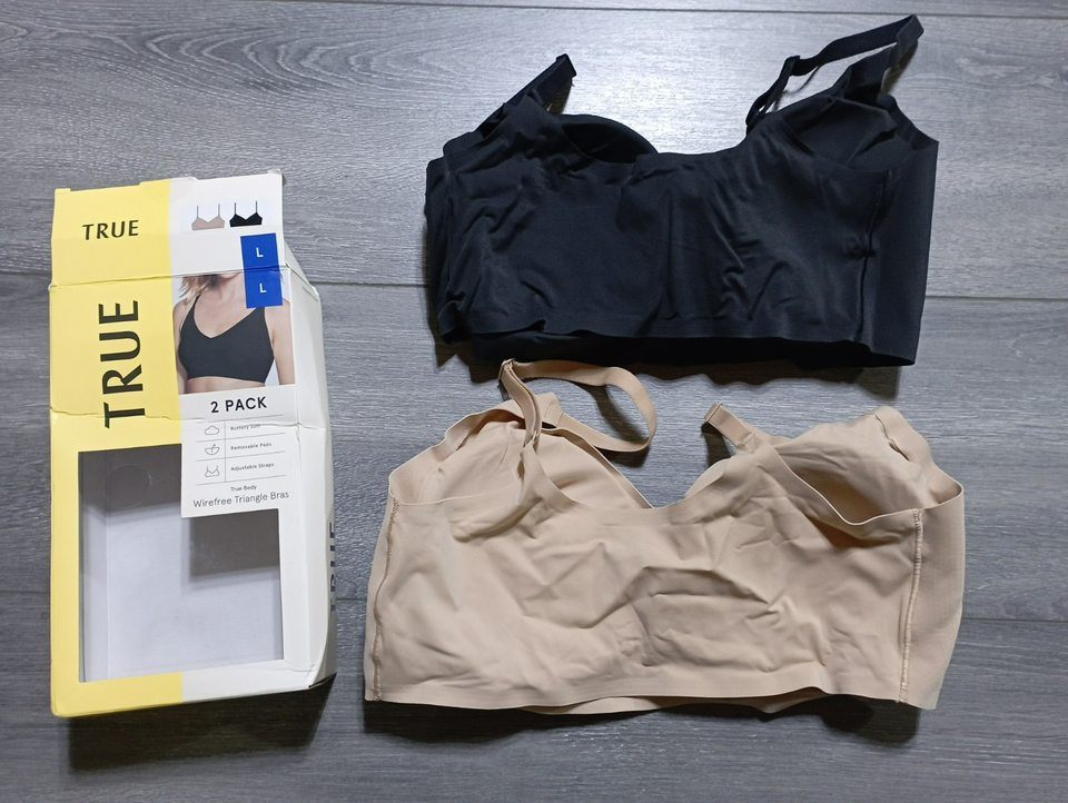 True Body Wirefree Triangle Bras *2 Pack* Adult Womens Large Black ...