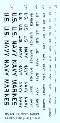 US-124 - WWII US Navy Lettering in Black - 1/285-1/144 Decals | eBay