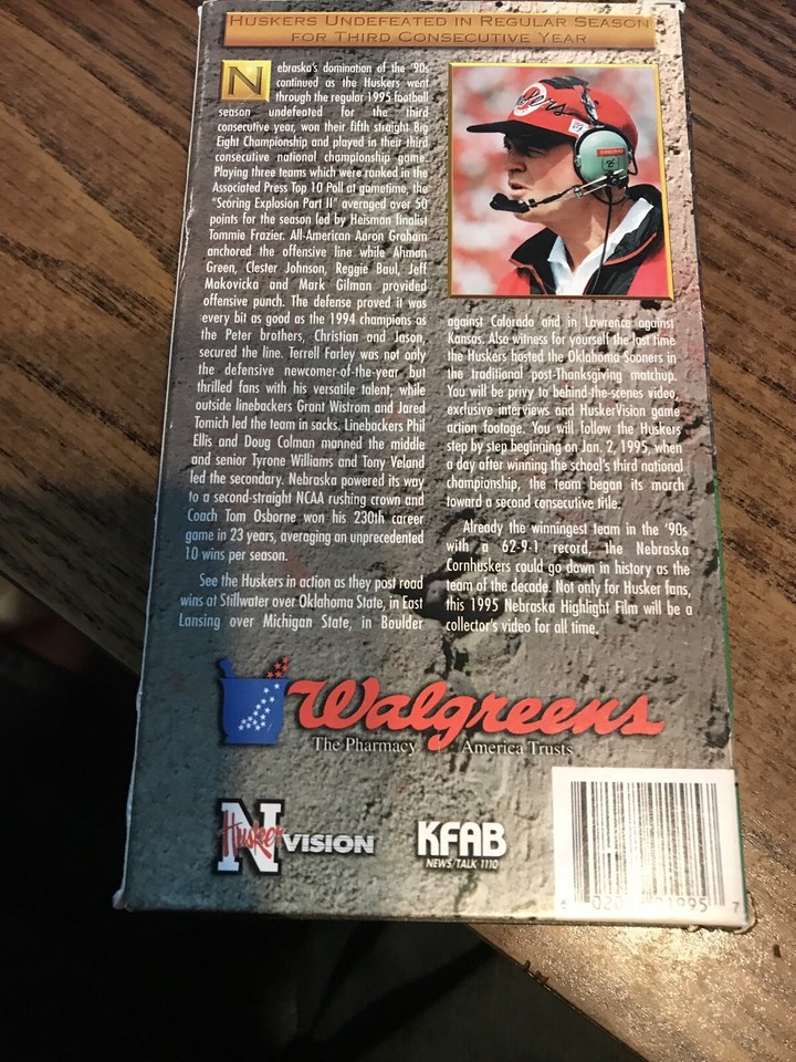 A Decade of Dominance - 1995 Nebraska Football Highlight Film - VHS | eBay
