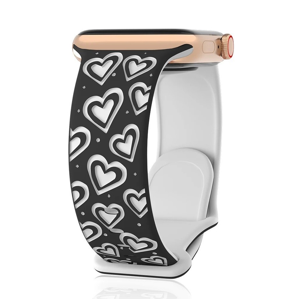 NEW Engraved HEARTS Strap Band for Apple watch Series 11 10 9 8 7 SE 38 ...