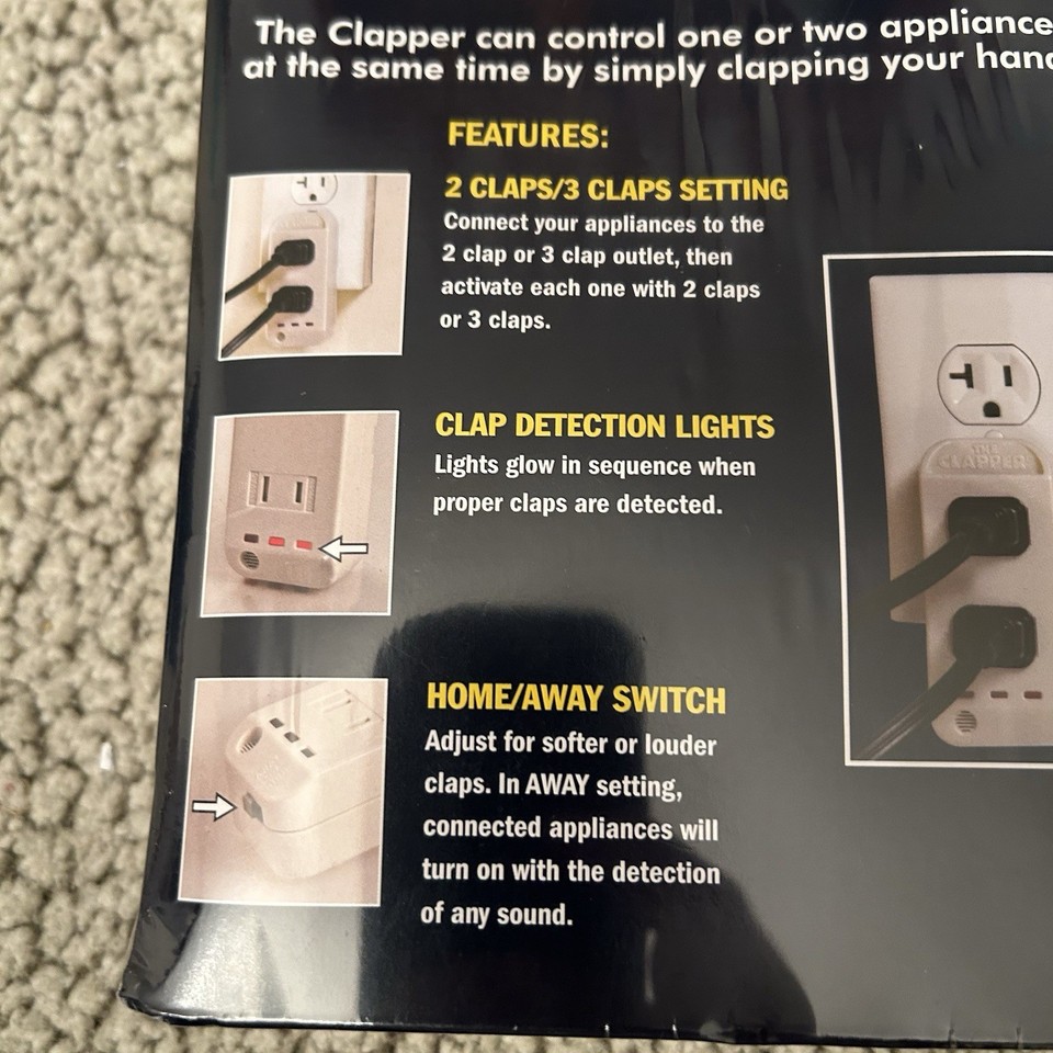 The Clapper Wireless Sound Activated On/Off Light Switch Clap Detection ...