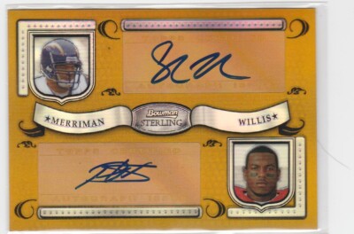 2007 Bowman Sterling Dual Autograph S. Merriman Patrick Willis RC Gold ...