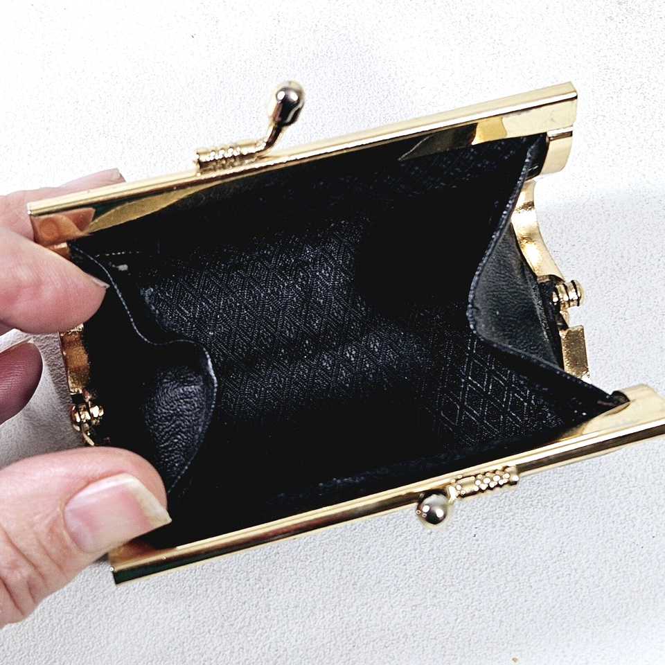 Vintage Eel Skin Wallet Double Kiss Lock Framed lipstick Coin Purse ...
