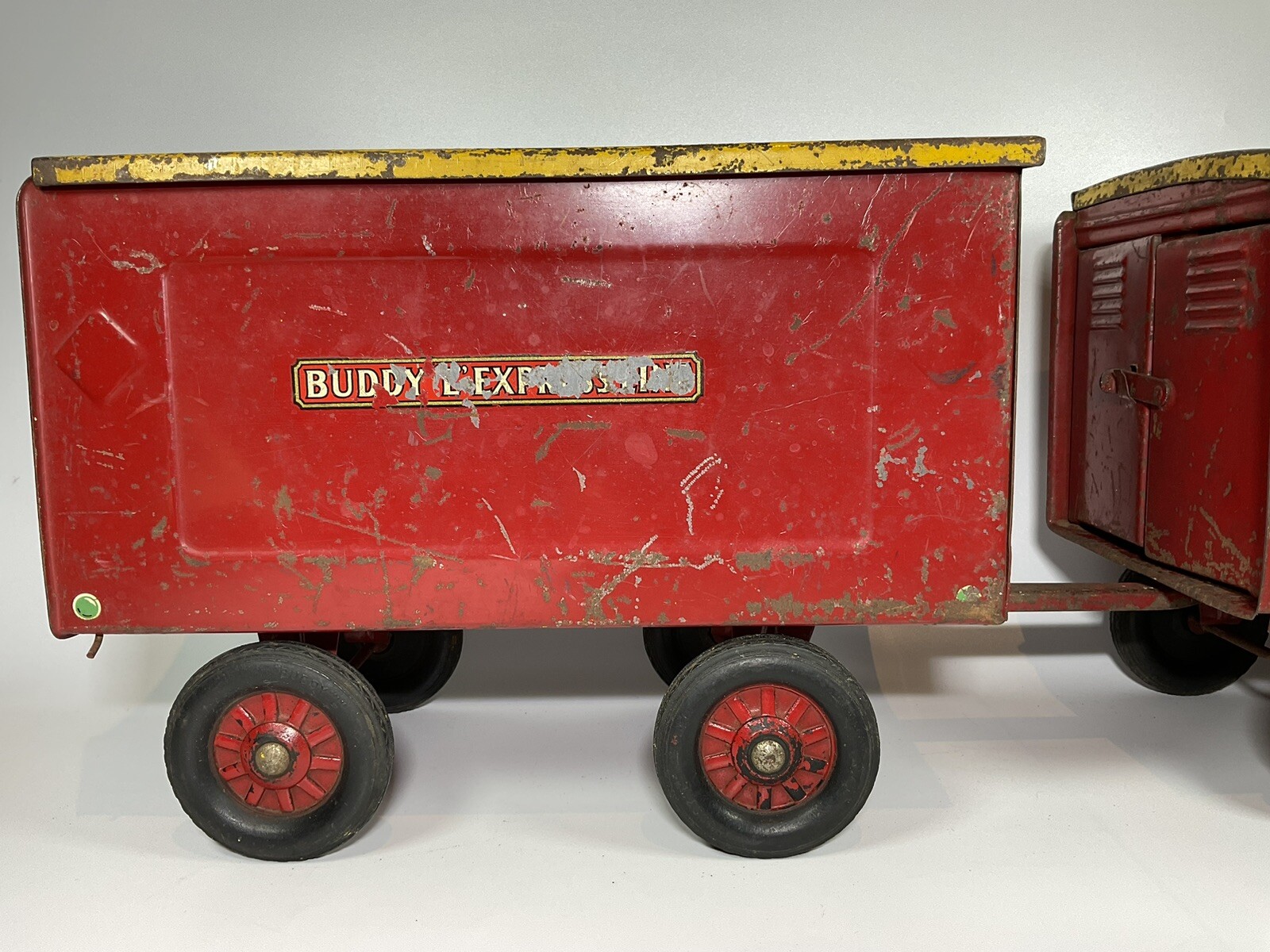 Vintage Buddy L Express Line Pressed Steel Tractor Trailer Double ...