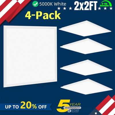 2x2 Drop Ceiling Light Fixture, 45W 5000K Recessed Back-Lit LED Flat ...