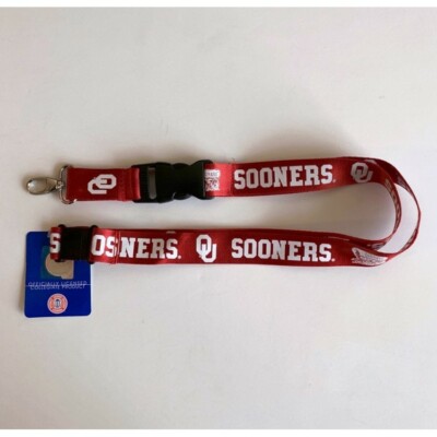 oklahoma sooner ncaa college team logo red lanyard keychain with safety ...