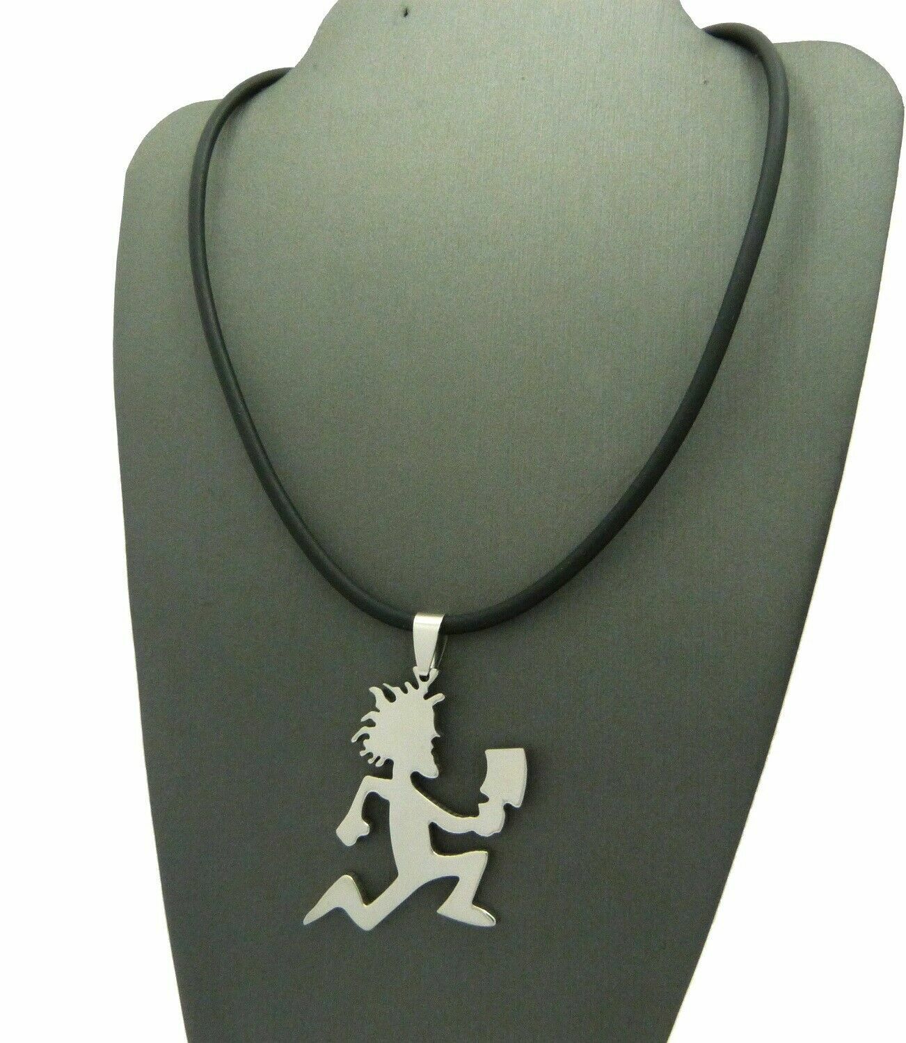 STAINLESS STEEL HATCHET MAN PENDANT & 2mm 16" + EXTENSION BLACK CORD ...