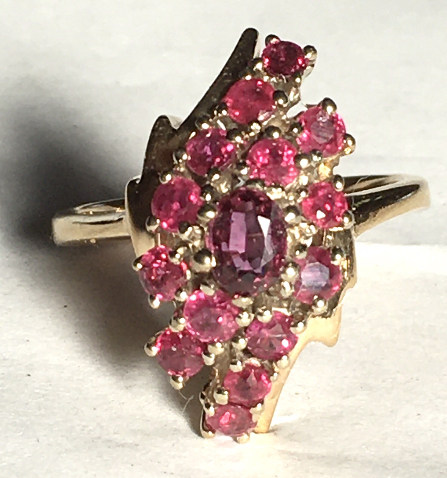 Natural Earth Mind Ruby Cluster 14K Yellow Gold Ring 1980s Size 6.5 | eBay
