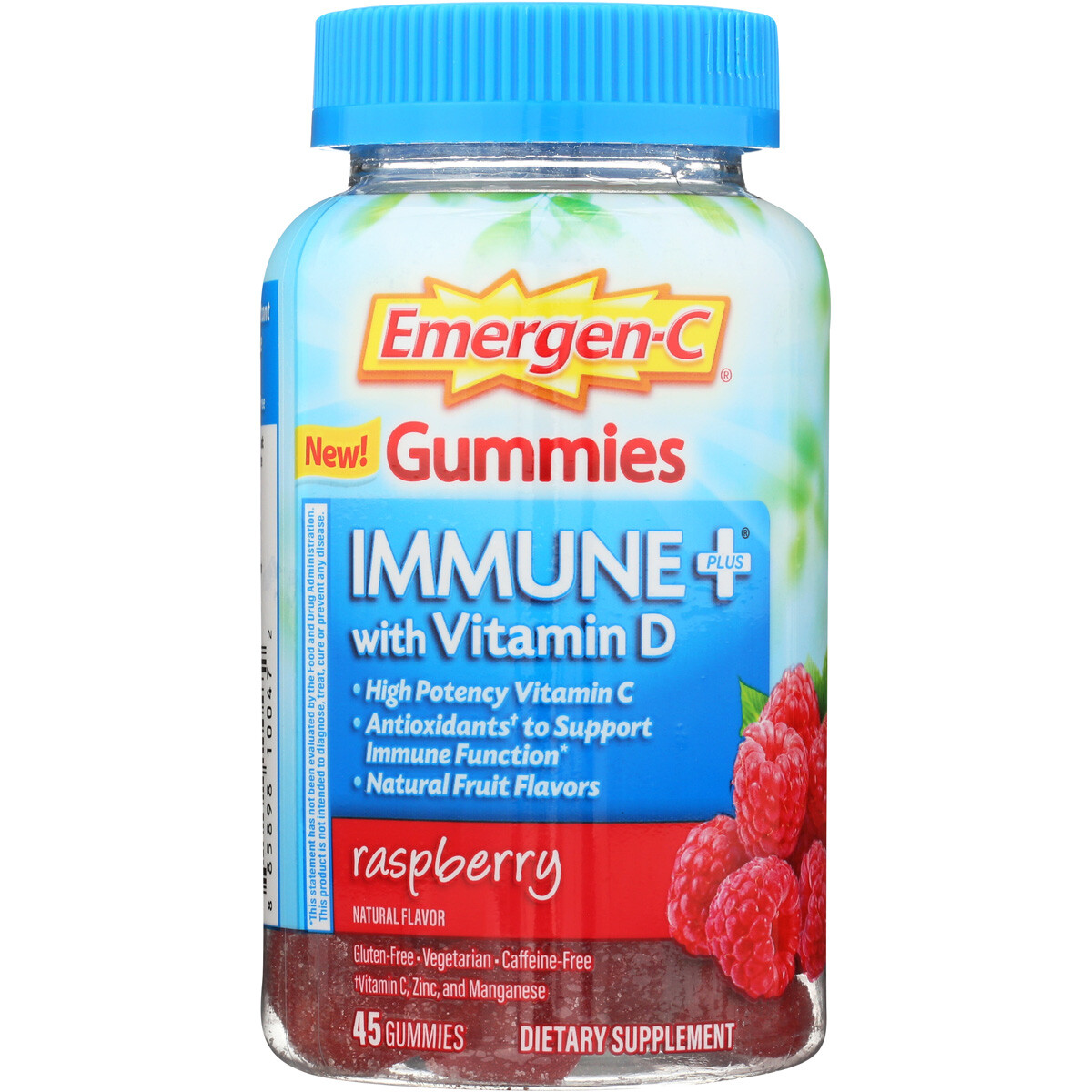 Emergen-C Immune Plus With Vitamin D Raspberry 45 Gummies 885898100472 ...