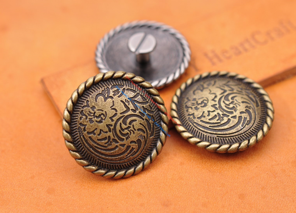 10X artistic Flower Engraved Leathercraft Hardware Conchos Screw Back 3 ...