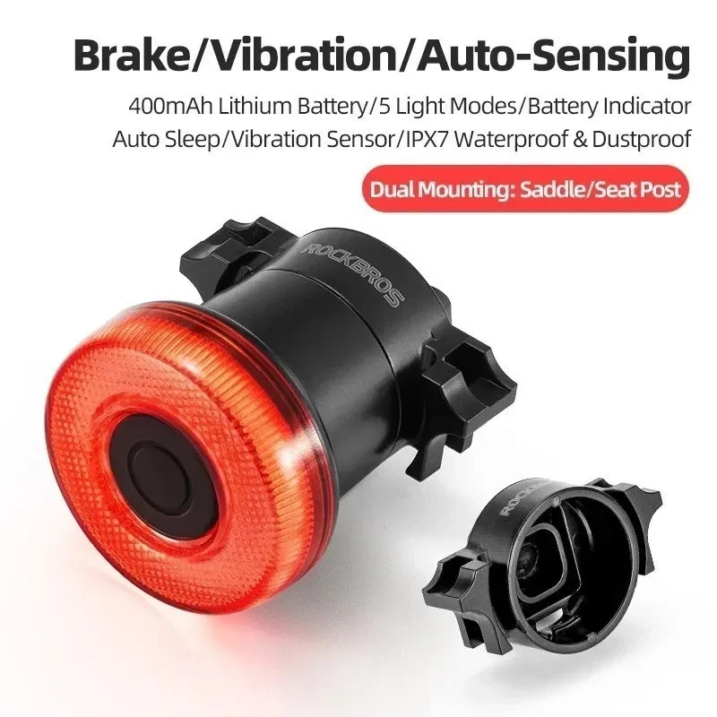 ROCKBROS Bicycle Smart Rear Light Auto-sensing Bike Taillight Waterproof Type-C | eBay UK