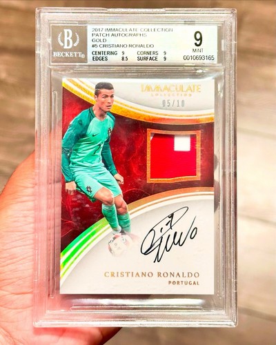 2017 Immaculate Cristiano Ronaldo Patch Auto #5 Gold /10 ON CARD BGS 9/ ...