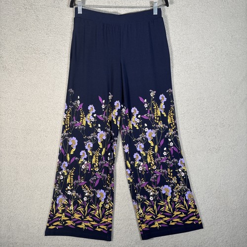 Susan Graver Liquid Knit Palazzo Pants Women’s Size SP Wide Leg Navy ...