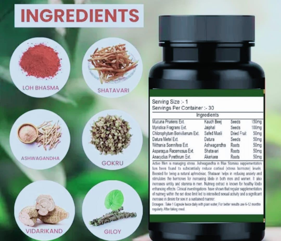 Man Power Capsules For Men Stamina, Strength herb boost power 30 ...