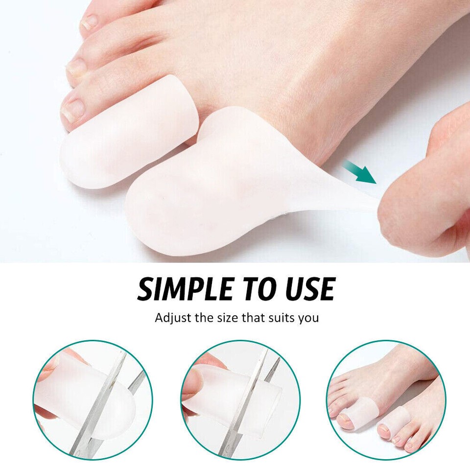 up 10x Pain Relief Toe Sleeve Gel Silicone Toe Cap Cover Protector Corn ...