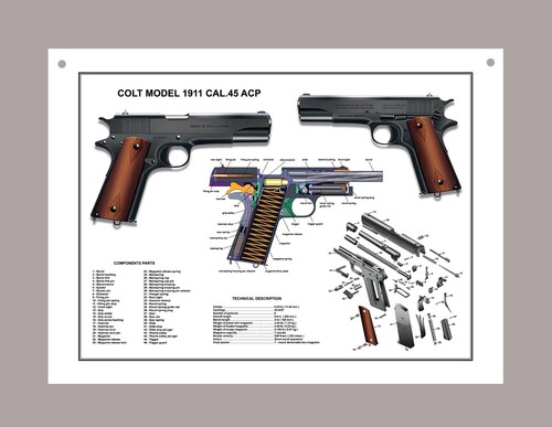 U.S.Army Colt 1911 Cal .45 ACP Manual Exploded Parts Diagram Sign 8"x10 ...