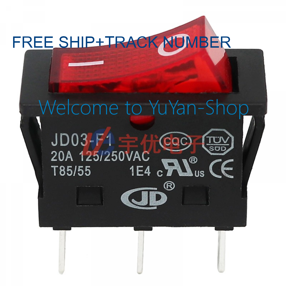 2pcs NEW JD JD03-F1 20A 3 pins 2 Positions Rocker Switch with lamp # ...