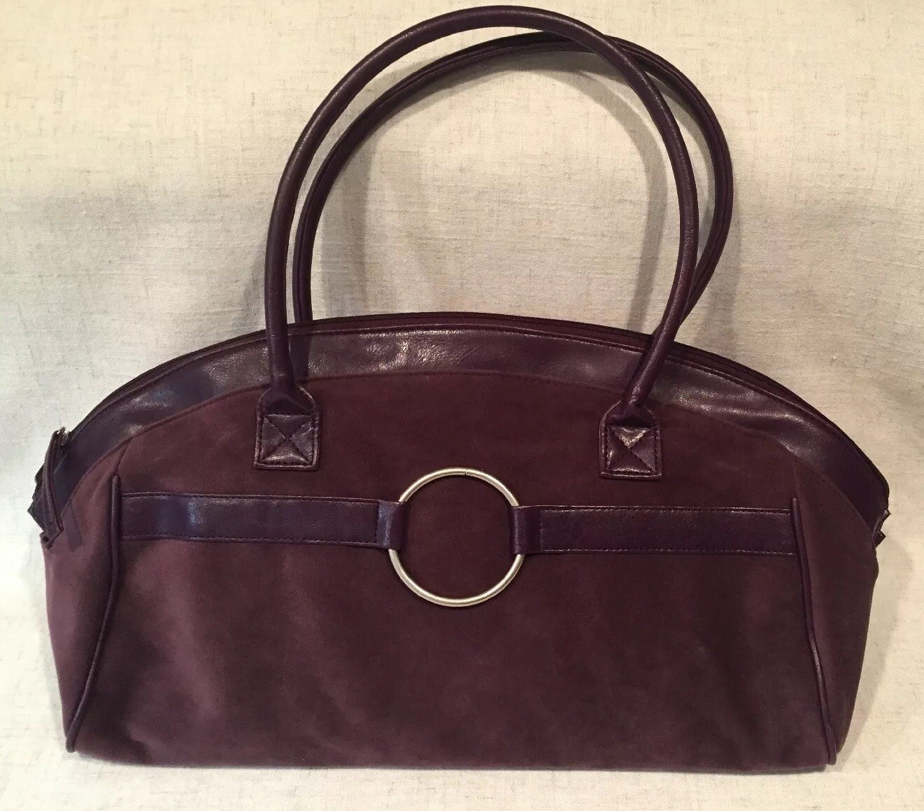 Estee Lauder Large Womens Handbag Purple Faux Suede Bag Tote 10” x 16 ...