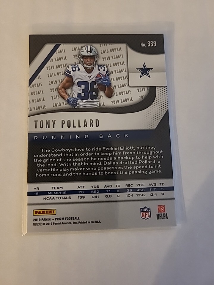 2019 Panini Prizm Tony Pollard #339 Rookie RC Card Dallas Cowboys 🔥 | eBay